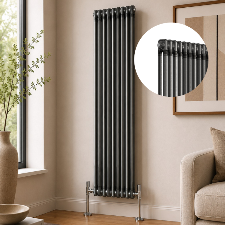 2 Column Vertical Radiator 1800mm x 515mm Raw Metal | THE RADIATOR HUB