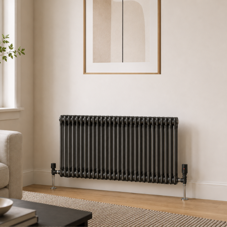 2 Column Horizontal Radiator 600mm x 1415mm Raw Metal | THE RADIATOR HUB
